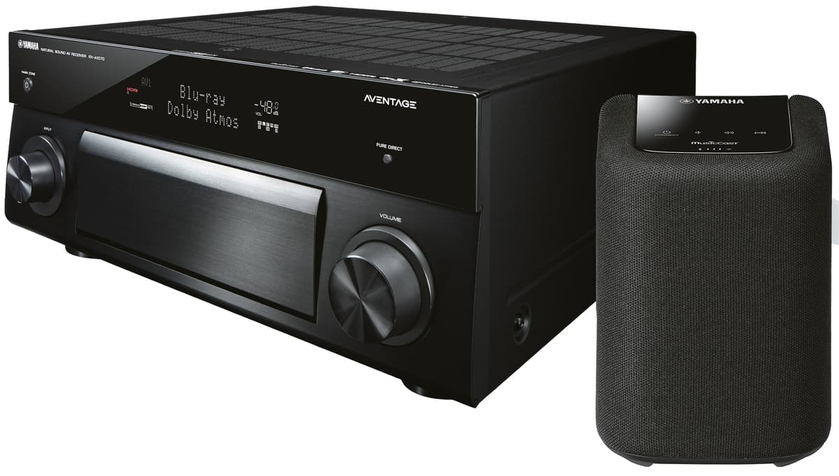 Yamaha 7.2 receiver RX-A1070 med MusicCast WX-010 trådløs høyttaler ...