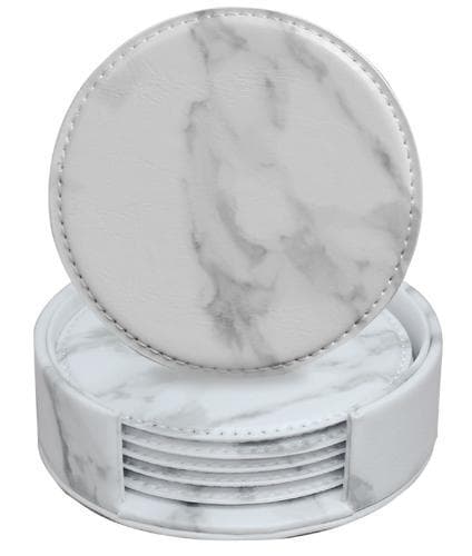 Runda glasunderlägg med box 6-pack Marmor/Vit - Elgiganten - Elgiganten