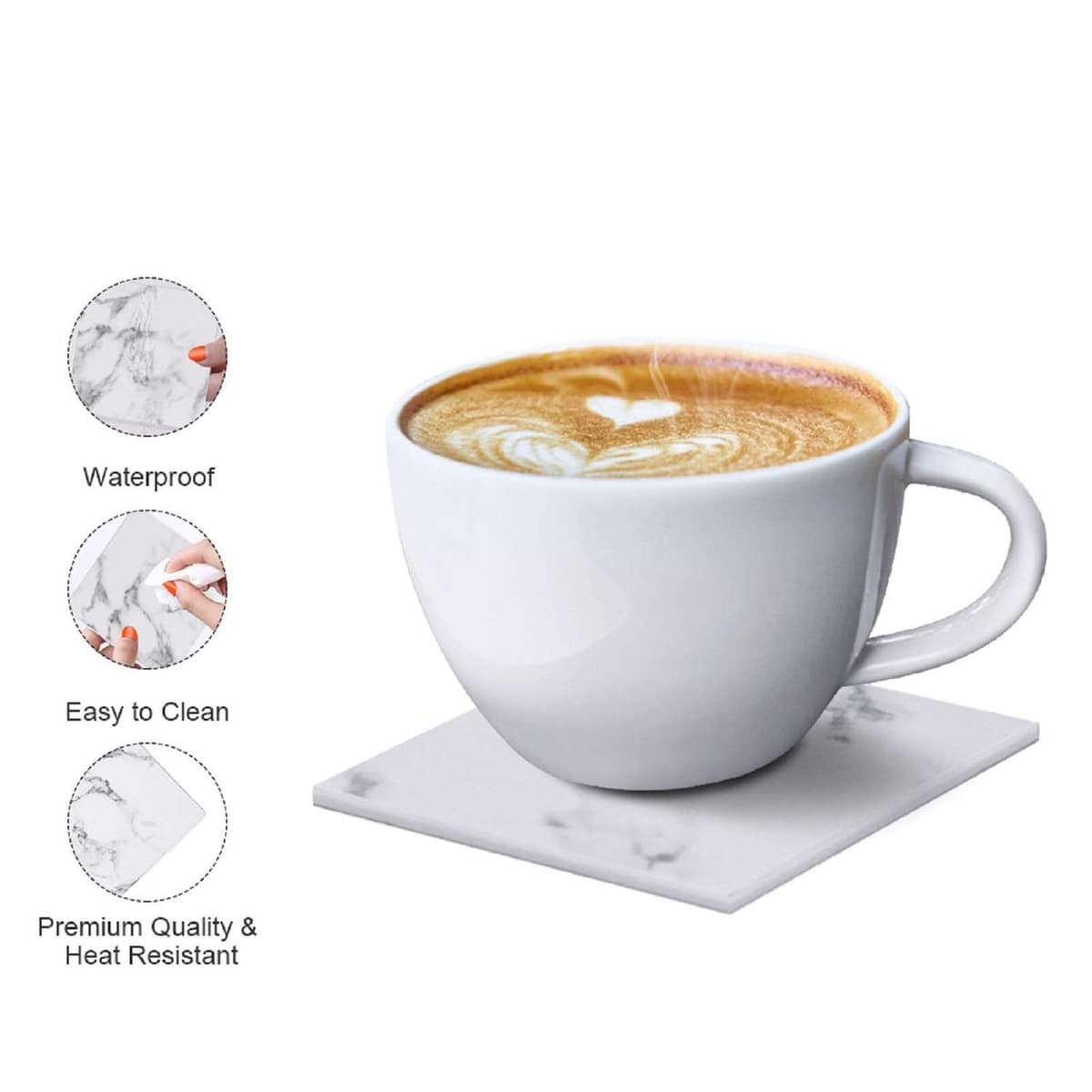 Firkantede glassunderlag med boks PVC 6-pakning Marmor / Hvit - Elkjøp ...