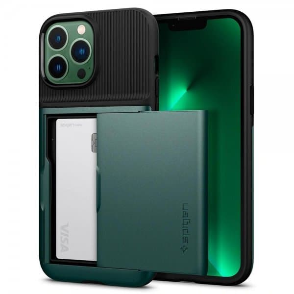 Spigen iPhone 13 Pro Max Cover Slim Armor CS Midnight Green | Elgiganten