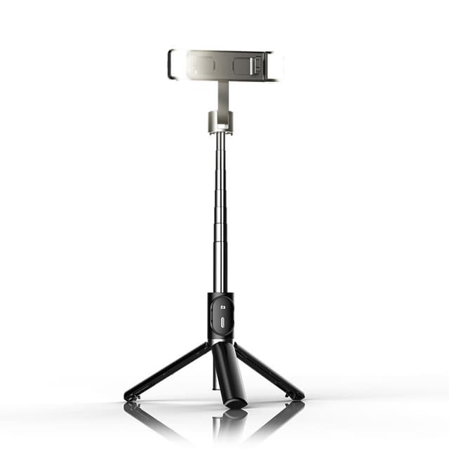 Udtrækkelig mobil stand selfie stick med Bluetooth fjernbetjening Sort ...