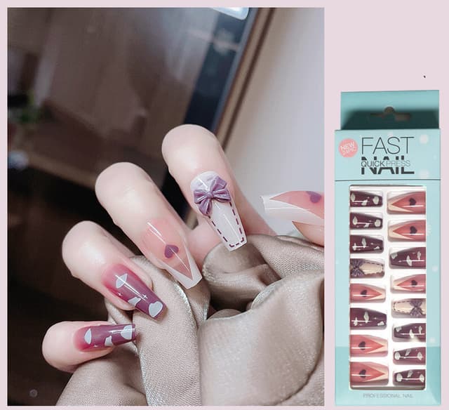 Press-On False Nails Gel Nails Ingen lim nødvendig 24-pak Flerfarget ...