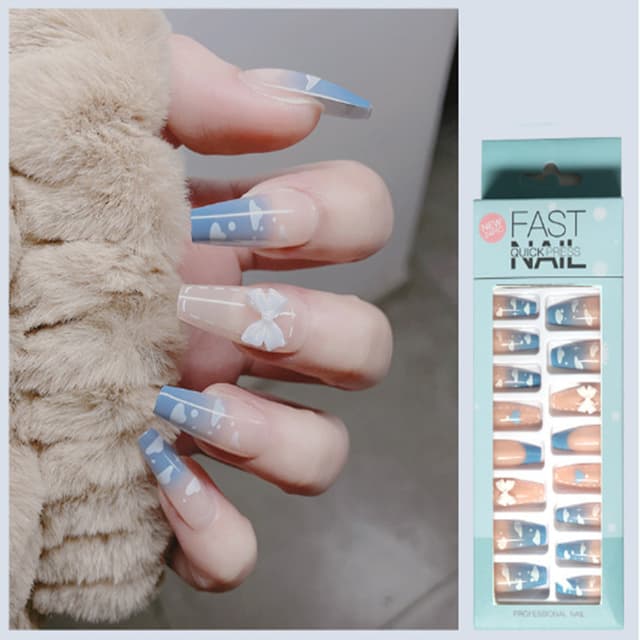 Falske negler kunstige falske negler spikertuppsett 24 stk Flerfarget ...