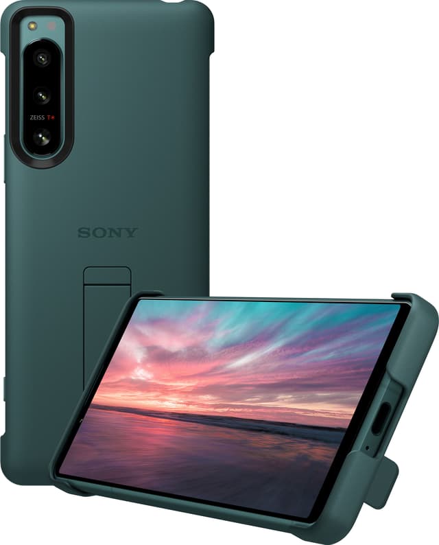 Sony Xperia 5 IV Style Cover med stativ (grön) - Elgiganten