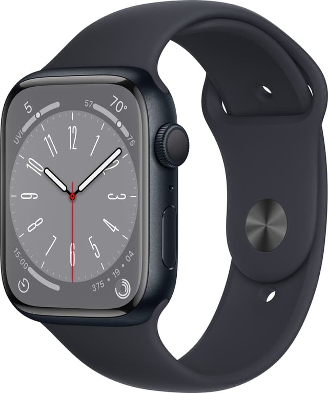 Apple Watch Series 8 45mm GPS (midnatt alu / midnatt sportsreim ...