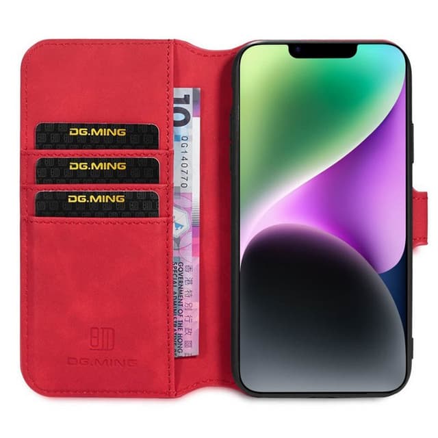 DG-Ming Wallet cover 3-kort Apple iPhone 14 - Rød | Elgiganten | Elgiganten