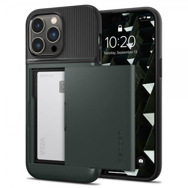 Spigen iPhone 14 Pro Max Cover Slim Armor CS Abyss Green | Elgiganten