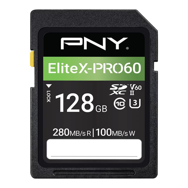 PNY 128GB EliteX-PRO60 Class 10 U3 V60 UHS-II SD Flash Memory Cards ...