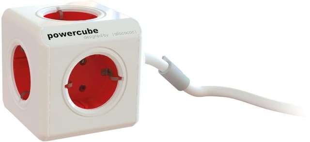 allocacoc PowerCube Extended 5 Sockets, 1.5m, red - Elkjøp | Elkjøp