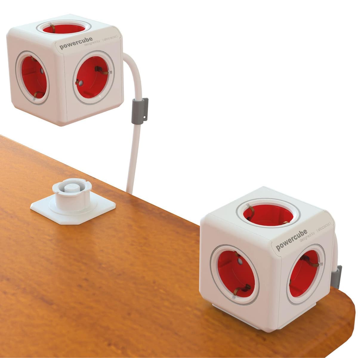 allocacoc PowerCube Extended 5 Sockets, 1.5m, red - Elkjøp | Elkjøp