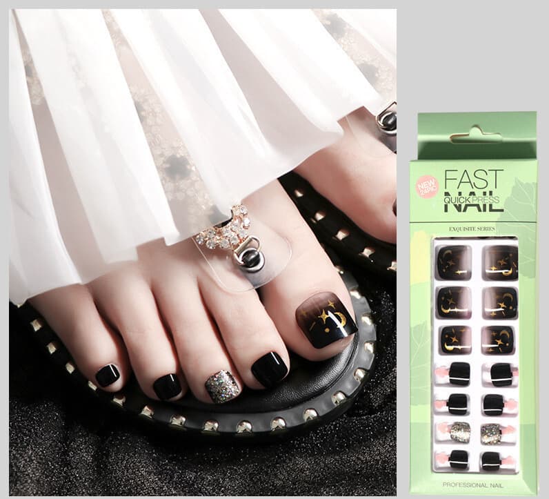 Trykk på negler Firkantet lengde falske negler Fulldekkende ...