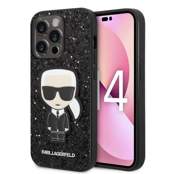 Karl Lagerfeld iPhone 14 Pro Max Deksel Glitter Flakes Ikonik Patch ...