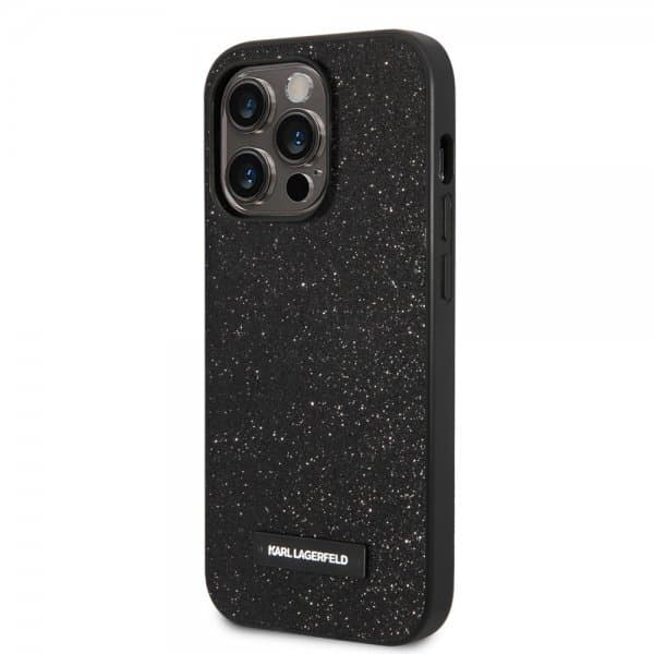 Karl Lagerfeld iPhone 14 Pro Max Deksel Solid Glitter Plaque Logo Svart ...