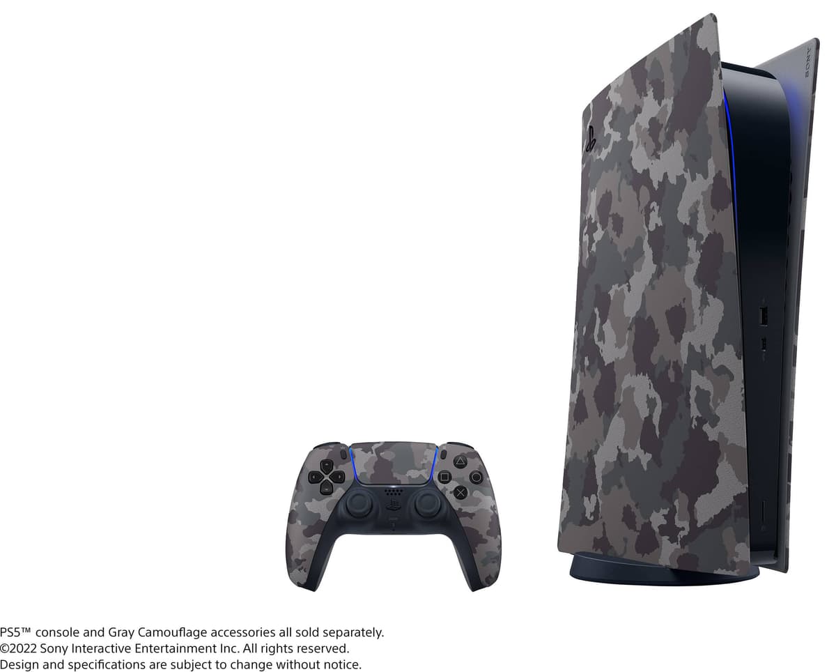 PS5 Digital Edition konsolldeksel (Grey Camouflage) - Elkjøp