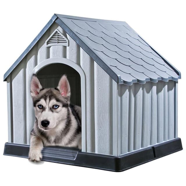 vidaXL Hundkoja grå 92x87x91 cm plast - Elgiganten