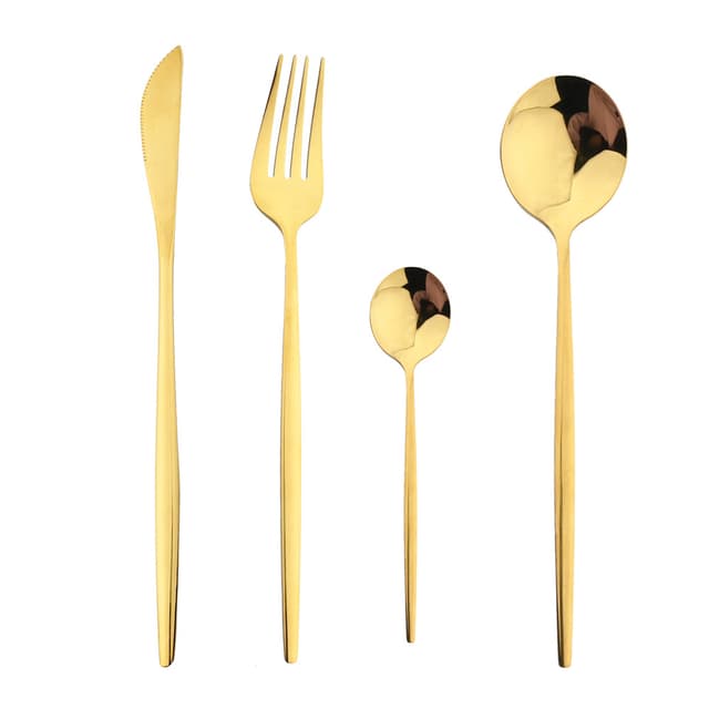Bestiksæt 4 dele Guld | Elgiganten