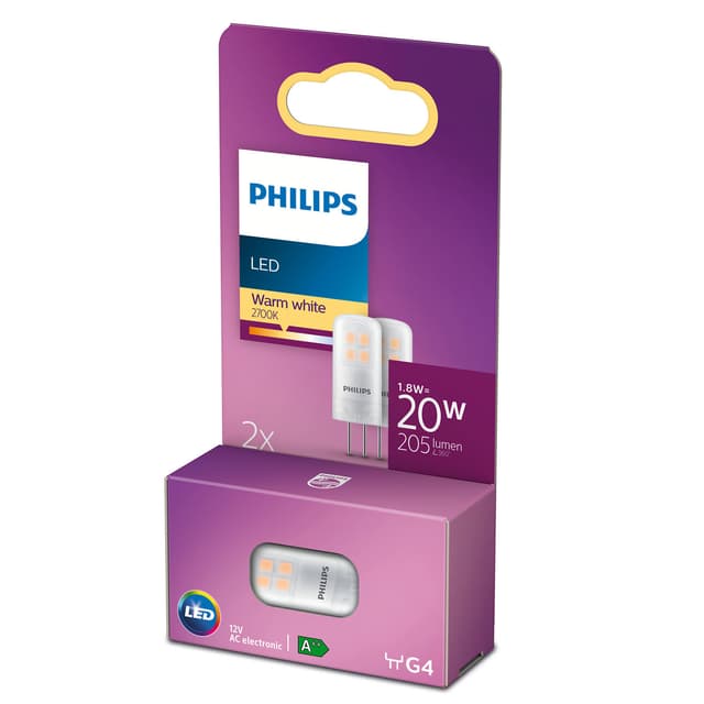 Philips 2-pak LED G4 kapsel 20W 12V 205lm - Elkjøp | Elkjøp