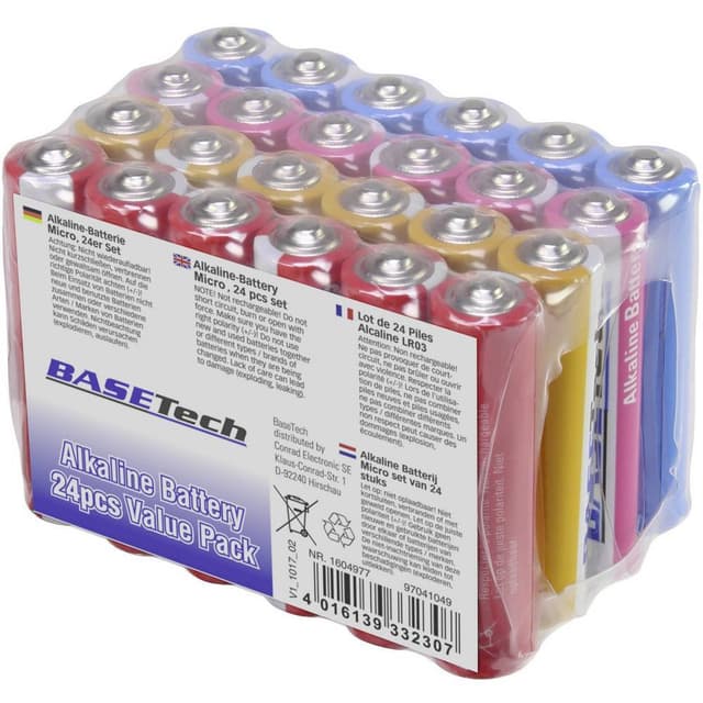 Batteri AAA (R03) Alkaliskt Basetech 1170 mAh 1.5 V 24 - Elgiganten ...