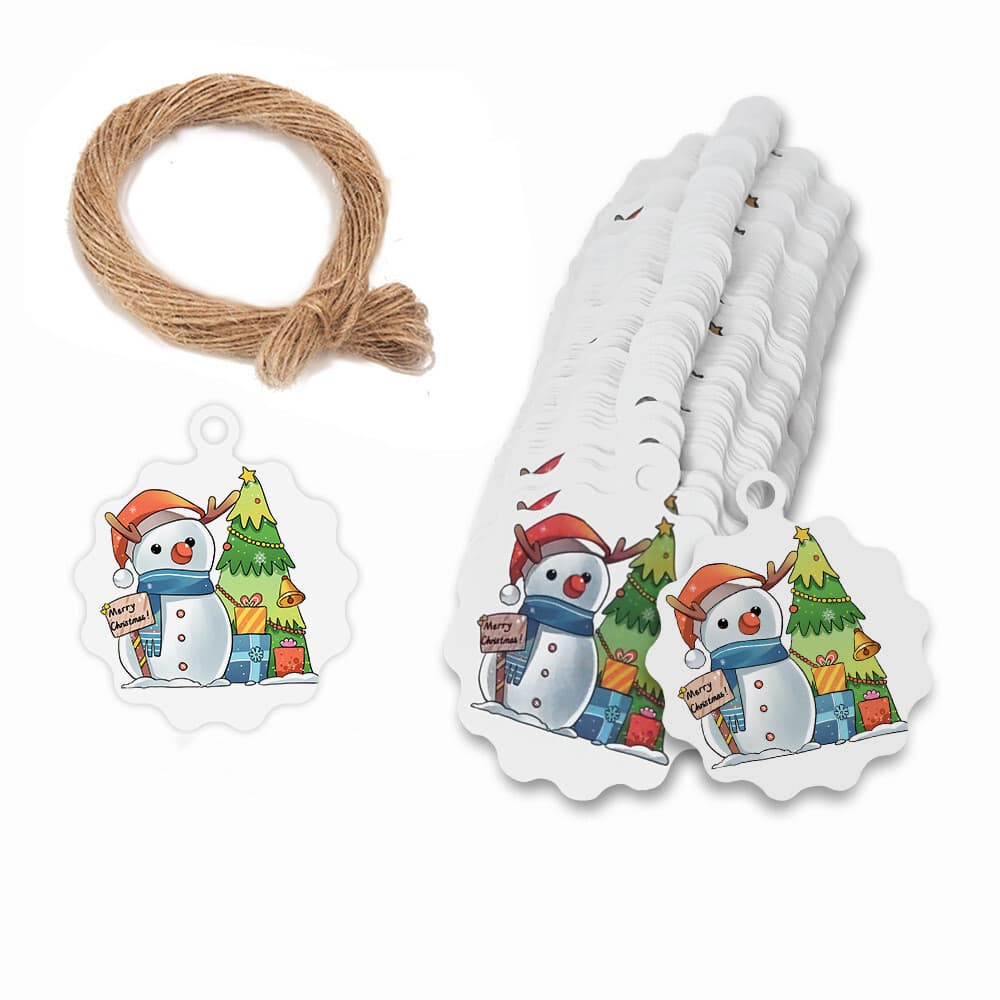 Julegavelapper med snor Snowman 100-pakning - Elkjøp