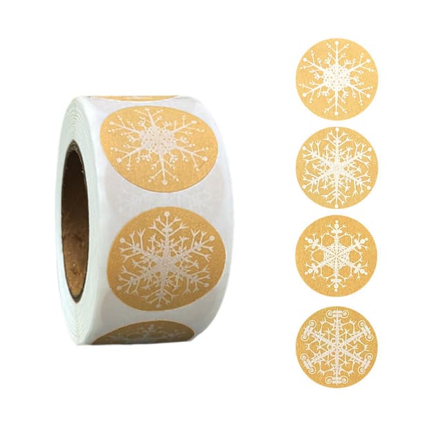 Christmas Snowflake Stickers 1 rulle 500-delad Flerfärgad 2.5 cm ...
