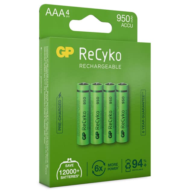 ReCyko Ladattavat AAA-akut 950mAh 4-kpl - Gigantti