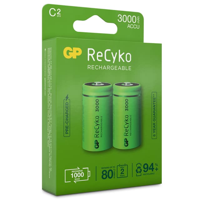 ReCyko Laddningsbara C-batterier 3000mAh 2-p | Elgiganten