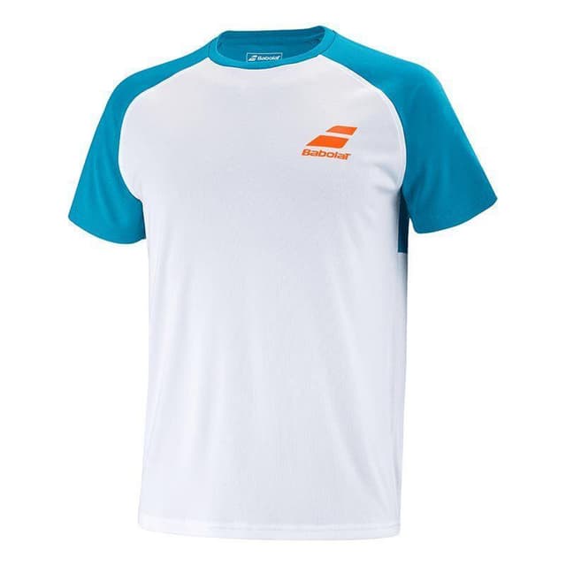Babolat Play Crew Neck Tee, Padel- og tennis T-shirt fyr Vit/Ljusblå 8 ...