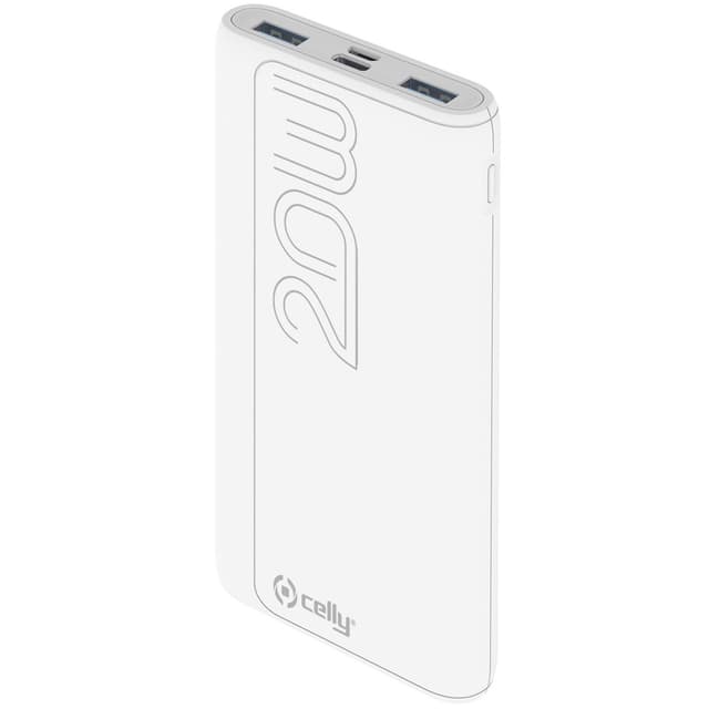 Celly PowerBank PD 20W 10.000 mAh Vit - Elgiganten