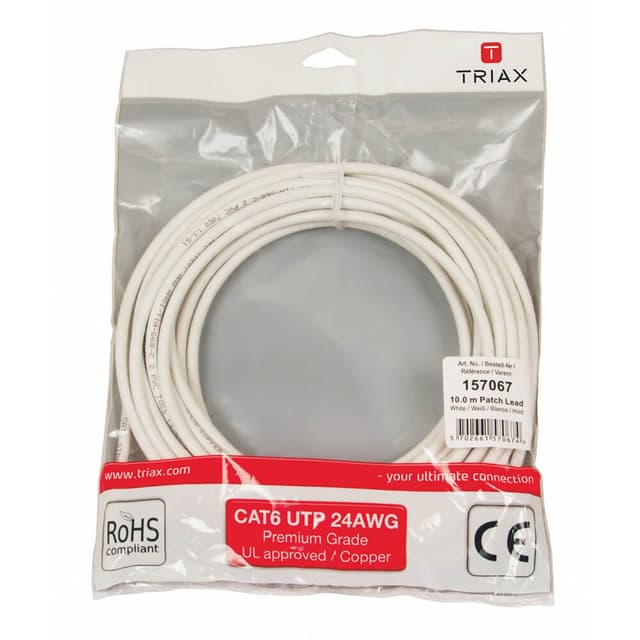 TRIAX Nätverkskabel CAT6 UTP PVC 10.0m Vit - Elgiganten - Elgiganten
