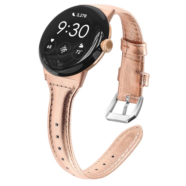 Klokkebånd i ekte skinn Rose gull Google Pixel Watch - Elkjøp