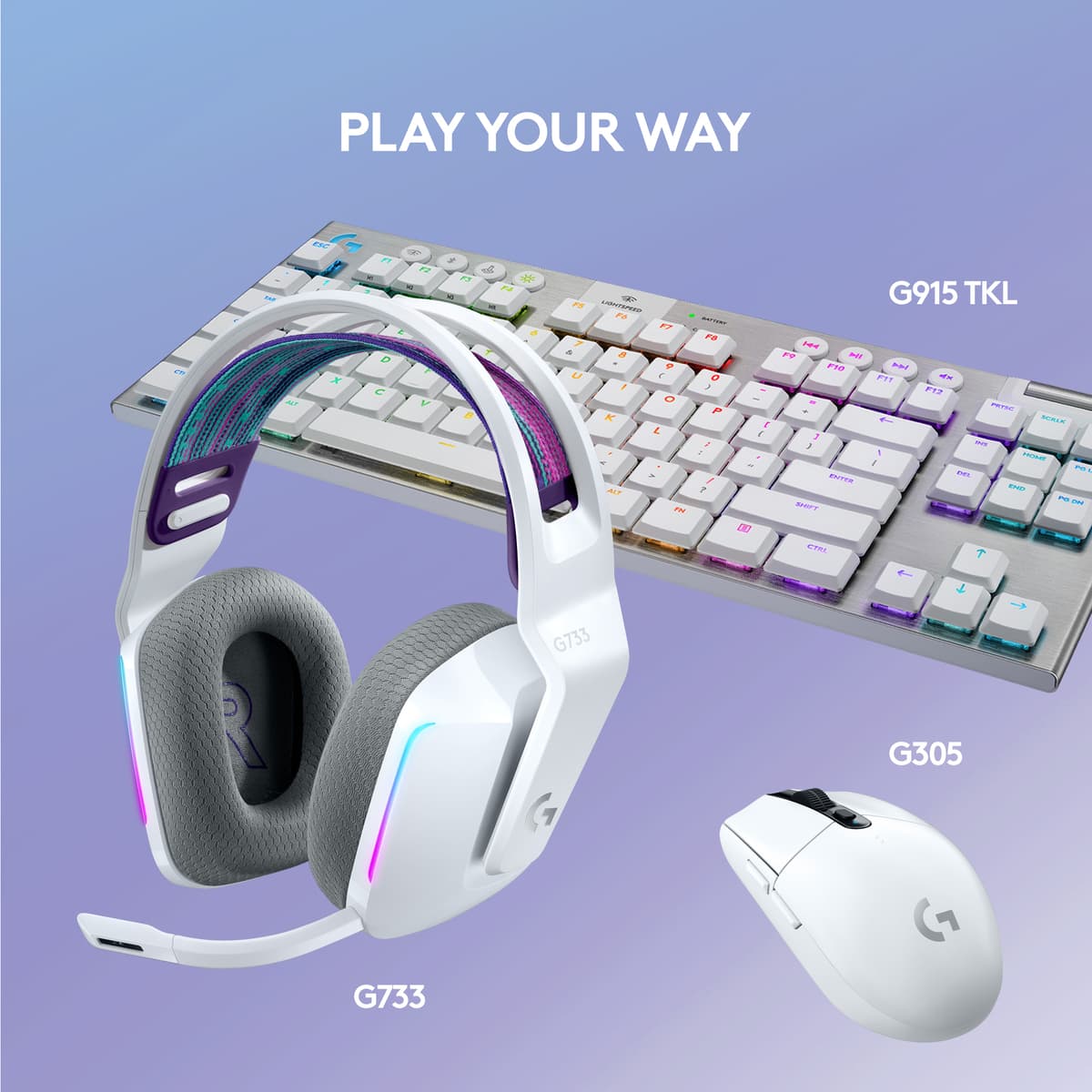 Logitech G733 Wireless Lightspeed RGB gaming headset (hvit) - Elkjøp