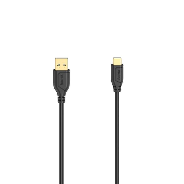 HAMA Cable USB-C Flexi-Slim USB-A-USB-C Gold Black 0.75m - Gigantti