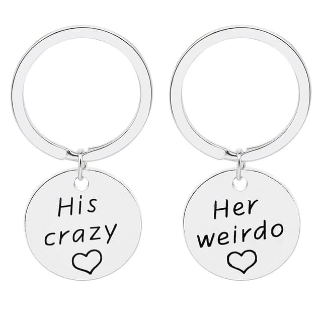Par nøkkelring ""His crazy / Her weirdo"" 2-pak Sølv - Elkjøp | Elkjøp