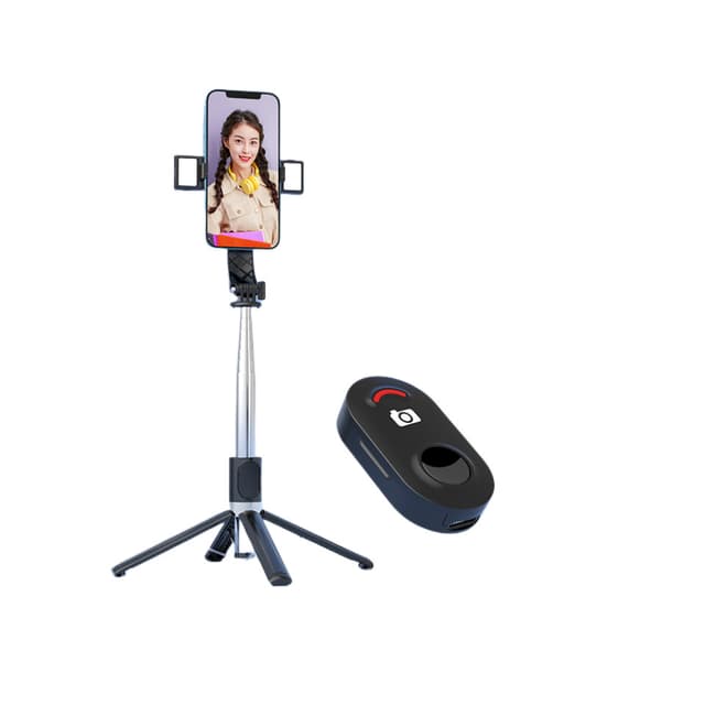Justerbar selfiestang / stativ med LED-lys 140 cm Sort - Elkjøp