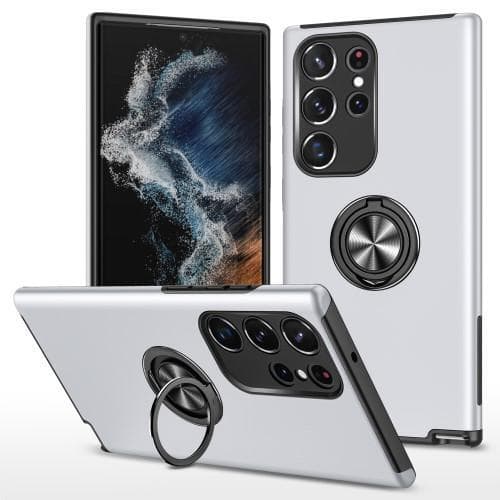 Samsung Galaxy S23 Ultra Hybrid skal med Finger Ring - Silver ...