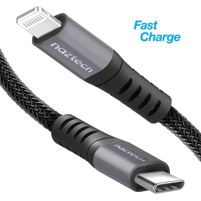 Naztech Braided ladekabel lightning til USB-C 120 cm - sort | Elgiganten