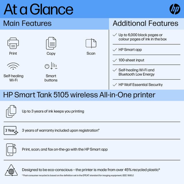 HP Smart Tank 5105 AIO inkjet printer | Elgiganten | Elgiganten