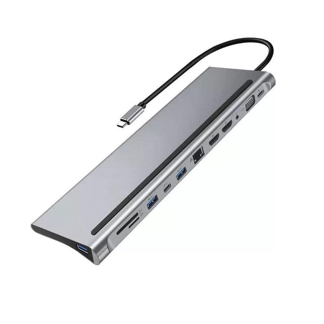 NÖRDIC 1 til 12 USB-C dockingstation til tredobbelte skærme 2xHDMI ...