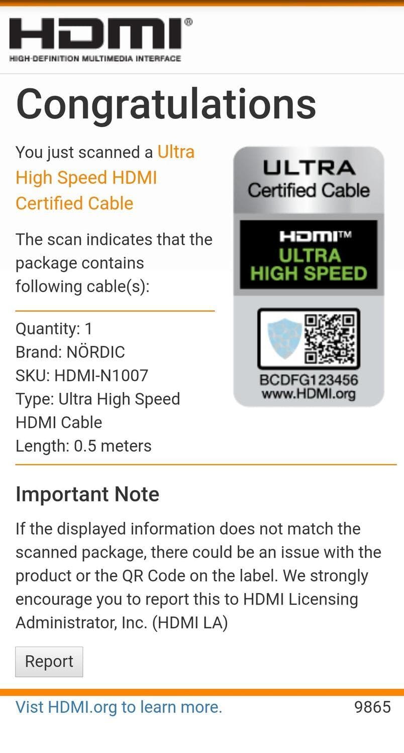 NÖRDIC CERTIFIED CABLE 50cm Ultra High Speed HDMI 8K 60Hz 4K 120Hz ...