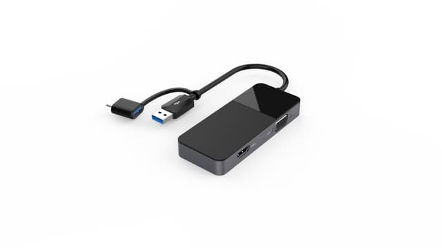 NÖRDIC USB C til 1x HDMI 4K 30Hz og 1x VGA 2K 60Hz Double-skjermer for ...
