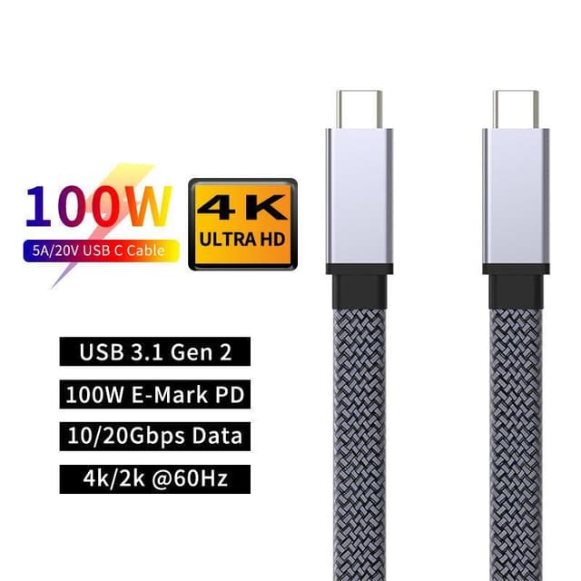 NÖRDIC 1,5m Platt USB3.2 Gen2 SuperSpeed USB 10Gbps USB-C till C ...