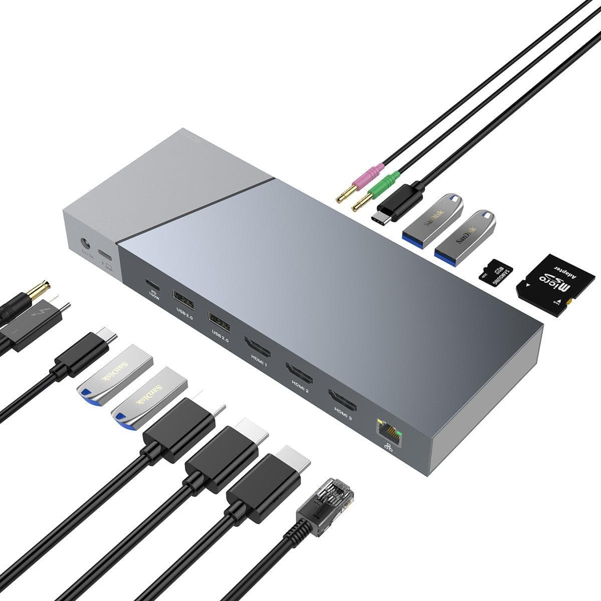 NÖRDIC DisplayLink USB-A & USB-C Dockingsstation 1 till 15 för trippla ...