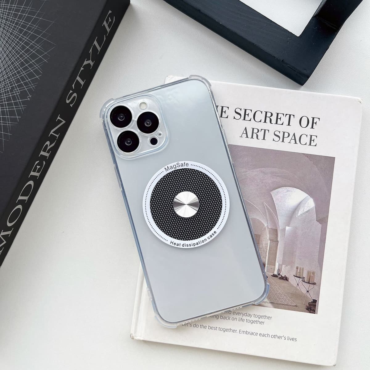 Mobiltelefondeksel trådløs lading støtter varmeavledning Sort iPhone 13 ...