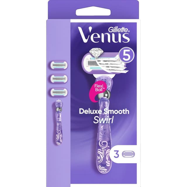 Gillette Venus Rakhyvel Deluxe Smooth Swirl 3st rakblad - Elkjøp | Elkjøp