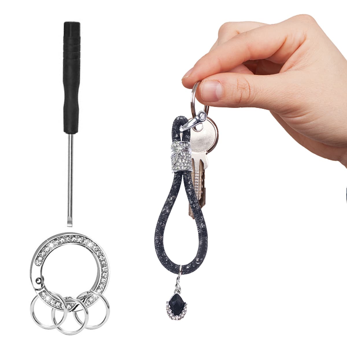 Bling strass nyckelring nyckelring med rem Sort - Elkjøp | Elkjøp