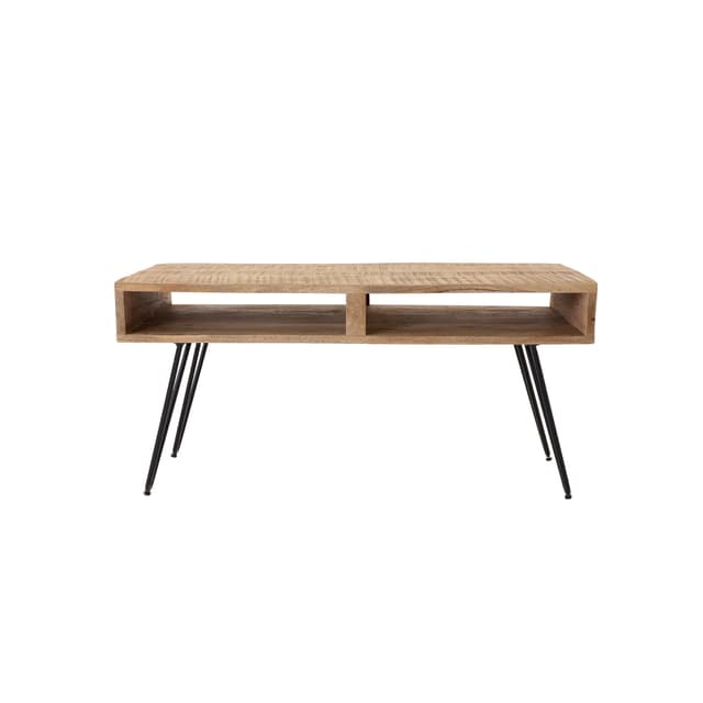 WOMO-DESIGN Moderne sofabord 100cm mango træ i massivt træ med 2 ...