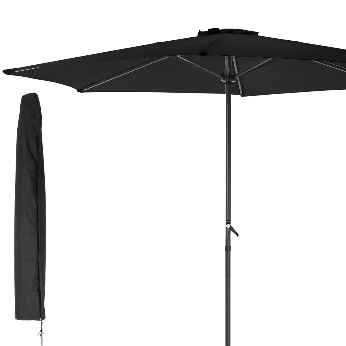 ECD-Germany Alu Parasol Antracit Ø 300cm Runda med vev inkl. Cover ...