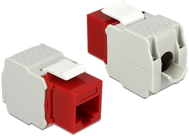 DeLOCK UTP Cat6 Keystone modul, RJ45 ho - LSA Cat6, Tool-free röd/gr ...