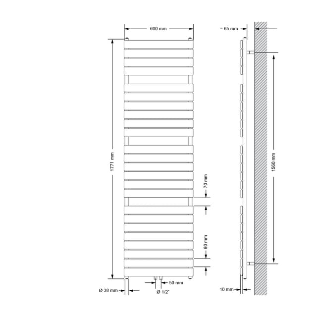 ECD Germany Handduksradiator Ångutformning radiator centralanslutning ...
