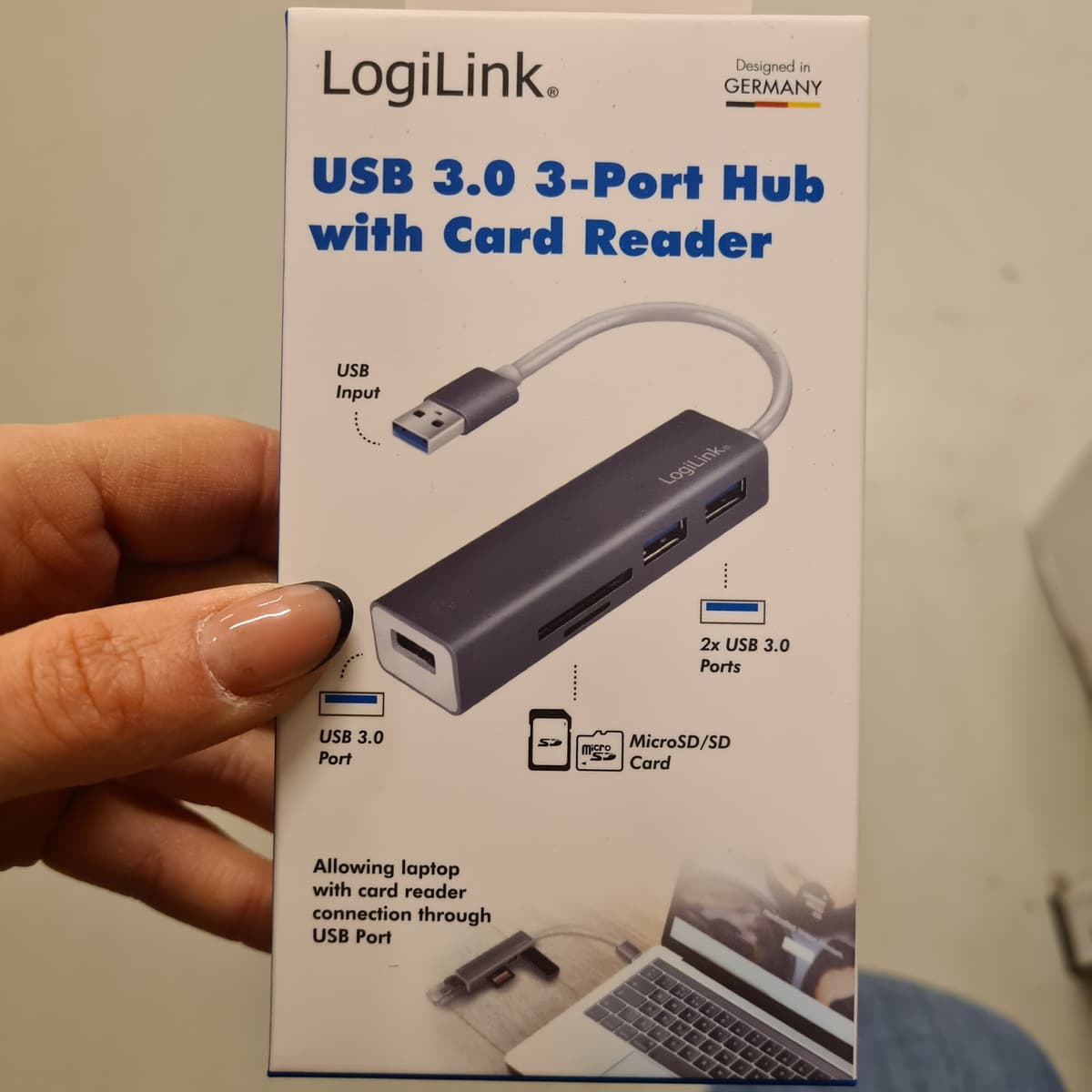 USB 3.0-hub USB-adapter USB-splitter med Micro SD/SD-kort Sølv - Elkjøp